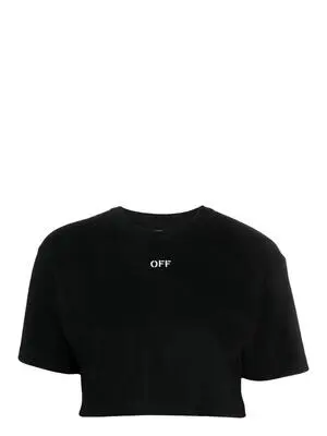 Off-White Off-stamp Cropped T-shirt - Black
