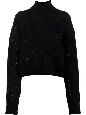 Blumarine Crystal-embellished Knitted Jumper - Black