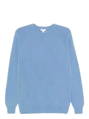 Sunspel Lambswool Crew-neck Sweater - Blue