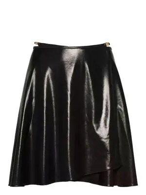 Versace Lamé-effect Wrap Miniskirt With Greca Detailing - Black