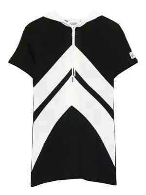 JEAN PAUL GAULTIER Chevron-patterned Hooded T-shirt - Black