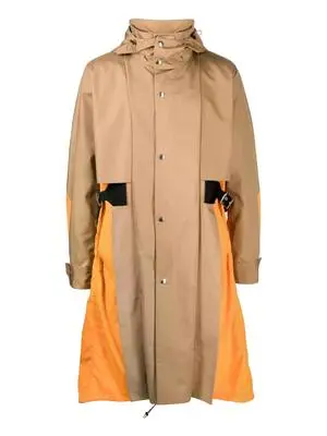 TOGA VIRILIS Taffeta Midi Coat With Detachable Hood - Brown