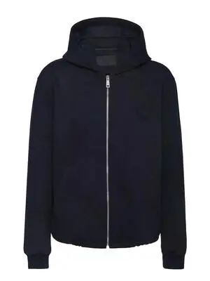 Prada Zip-front Wool Hoodie - Blue