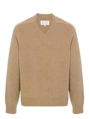 MAISON MARGIELA V-neck Wool Jumper - Neutrals