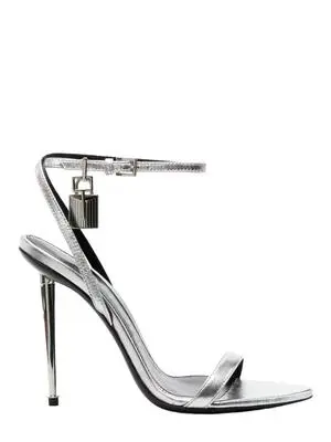 TOM FORD Padlock-detail Metallic Sandals - Silver