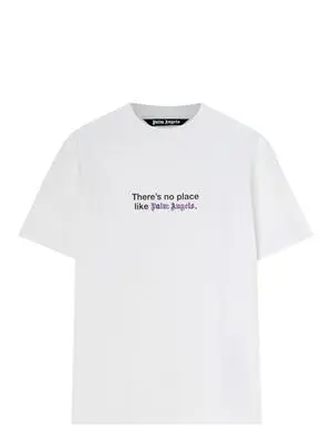 Palm Angels No Place Slogan-print Cotton T-shirt - White