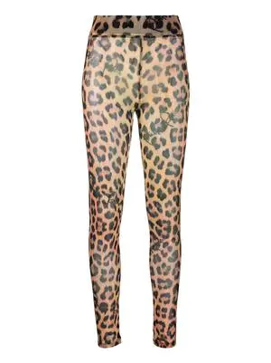Philipp Plein Leopard-print Semi-sheer Leggings - Black