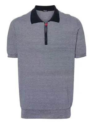 Kiton Striped Cotton Polo Shirt - Blue