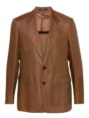 Tagliatore Single-breasted Linen Blazer - Brown