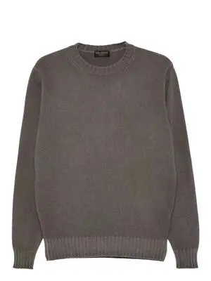 DELL'OGLIO Crew Neck Merino Wool Blend Sweater - Grey