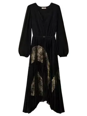 TWINSET Pleated Georgette Dress - Black