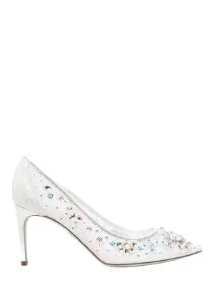 Rene Caovilla 80mm Crystal-embellished Pumps - Silver
