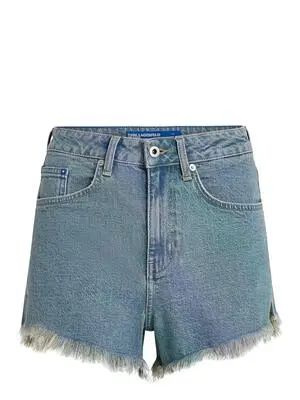 Karl Lagerfeld Frayed Denim Shorts - Blue