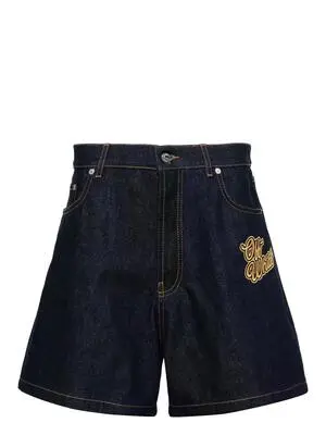 Off-White Logo-patch Cotton Denim Shorts - Blue