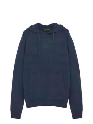YVES SALOMON Knit Hoodie - Blue