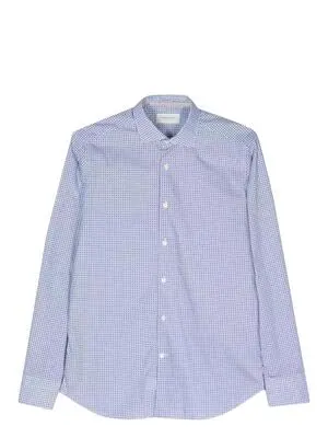 TINTORIA MATTEI 954 Geometric-print Cotton Shirt Blue