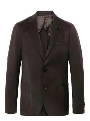 LARDINI Brooch-logo Appliqué Blazer - Brown