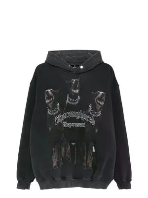 REPRESENT Thoroughbred-print Jersey Hoodie - Black