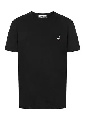 Moschino Goose-embroidered Cotton T-shirt - Black