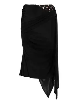 MARINE SERRE Draped Asymmetric Midi Skirt - Black