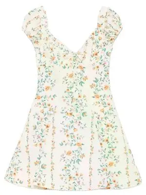 Agua Bendita Floral-print Cotton Dress - Neutrals