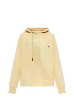 Moncler Logo-embroidered Cotton Hoodie - Neutrals