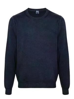 Fedeli Merino Wool Crew-neck Sweater - Blue
