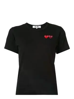 Play Comme Des Garcon Embroidered Heart T-shirt - Black