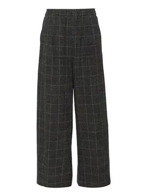 JUUN.J Checked Straight Trousers - Grey