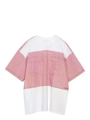 YOSHIOKUBO Stripe Patch T-shirt - Red