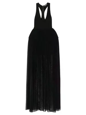 David Koma Pleated Tulle Gown - Black