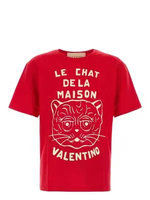 Valentino Garavani Le Chat De La Maison-print T-shirt - Red