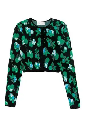 Coperni Floral-Jacquard Cardigan Black