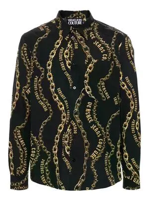 Versace Chain Couture Cotton Shirt - Black