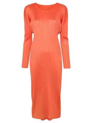Issey Miyake Plissé Midi Dress - Orange
