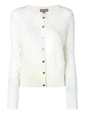 N.peal Cable Knit Cashmere Cardigan - Neutrals