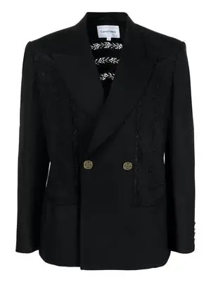 Casablanca Broderie Anglaise Double-breasted Blazer - Black