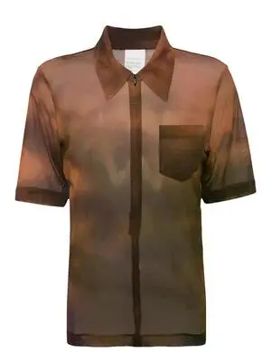 STOCKHOLM SURFBOARD CLUB Abstract-pattern Print Zip-up Blouse - Brown