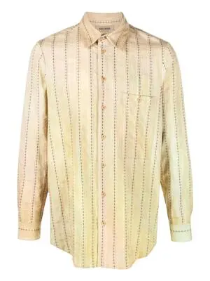 UMA WANG Tab Striped Cotton Shirt - Neutrals