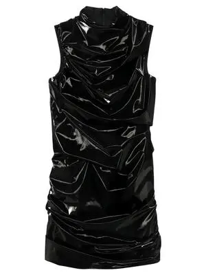 Alexander McQueen Laminated Mini Dress - Black