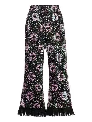 Anna Sui Cropped Sequin-embellished Trousers - Black