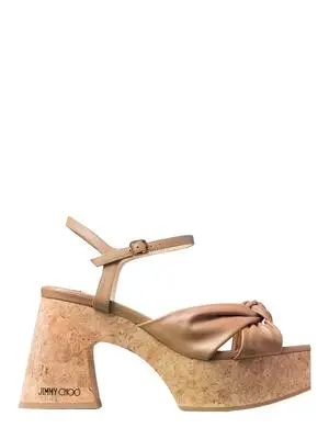 JIMMY CHOO Heloise 95 Wedge Sandals - Brown