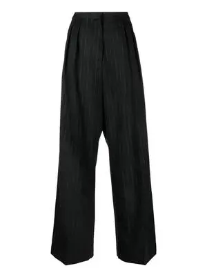 RÓHE Striped Wide-leg Trousers - Black