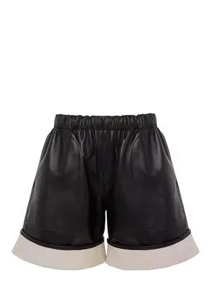 JW Anderson Contrast-hem Leather Shorts - Black