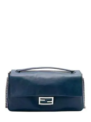 Fendi Leather Baguette Shoulder Bag - Blue