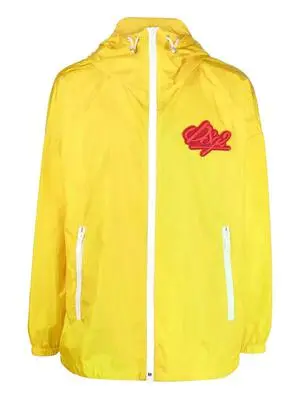 Dsquared2 Hooded Jacket With Logo Patch - Orange