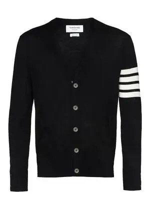Thom Browne Four-bar Stripe V-neck Cardigan - Blue