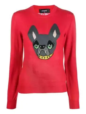 Dsquared2 Icon Dog Knitted Jumper - Red