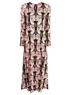 La DoubleJ Graphic-print Long-sleeved Maxi Dress - Pink