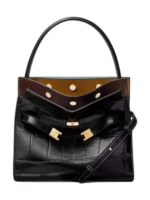 Tory Burch Small Lee Radziwill Textured Leather Bag - Black